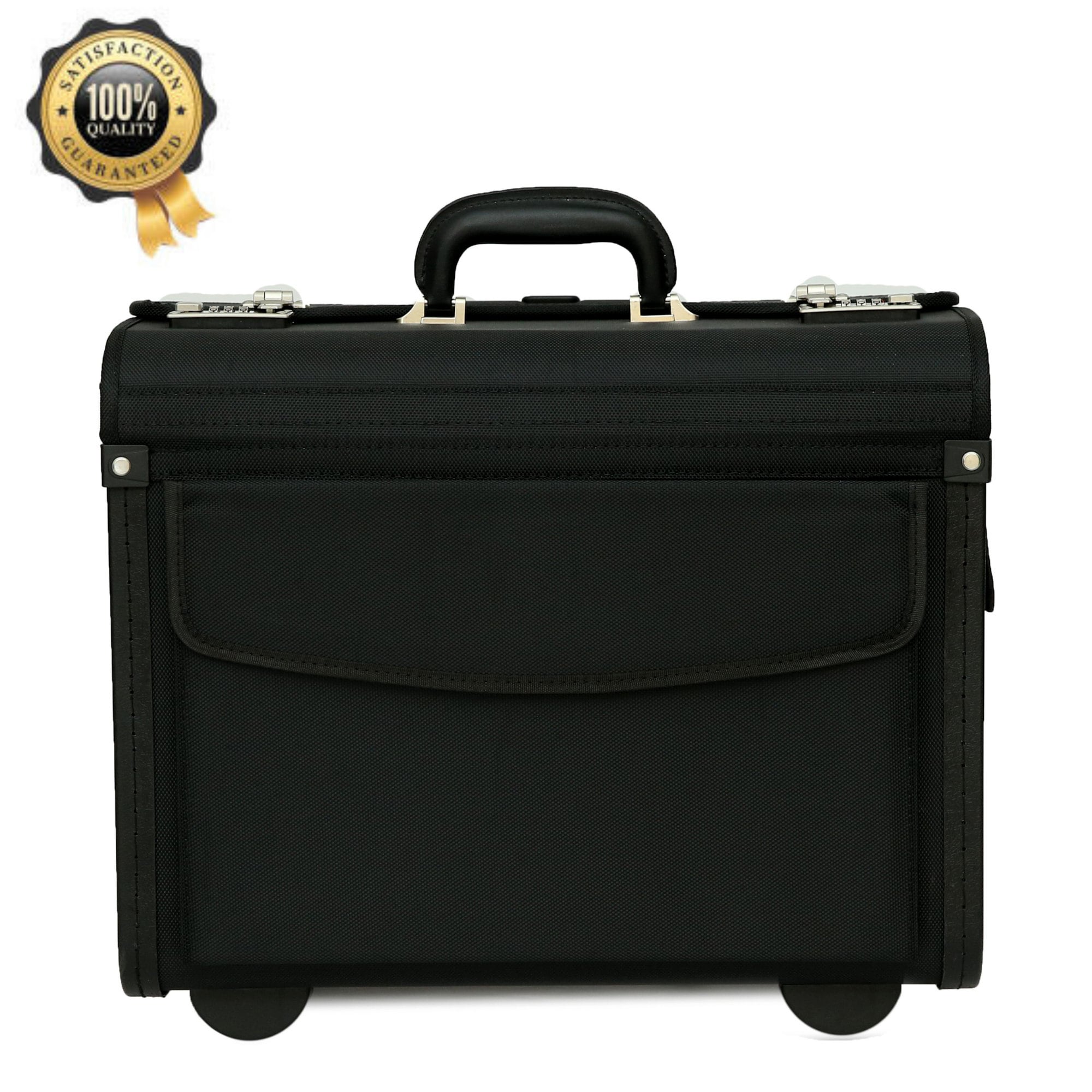 Wheeled Pilot Case Briefcase Business 16" Laptop Flight Briefcase Bag ...