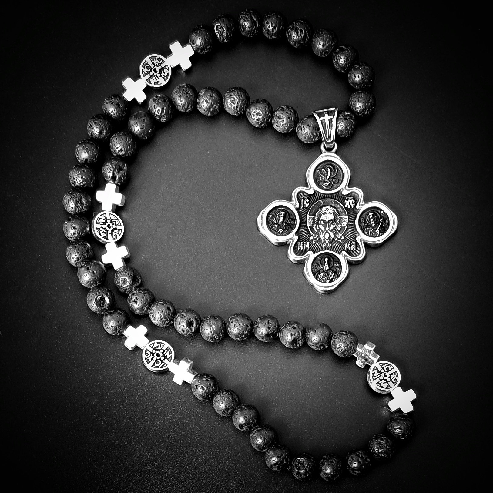 Orthodox Prayer Rope 100 Knots in Black Lava - Komboskini, Chotki - IC ...