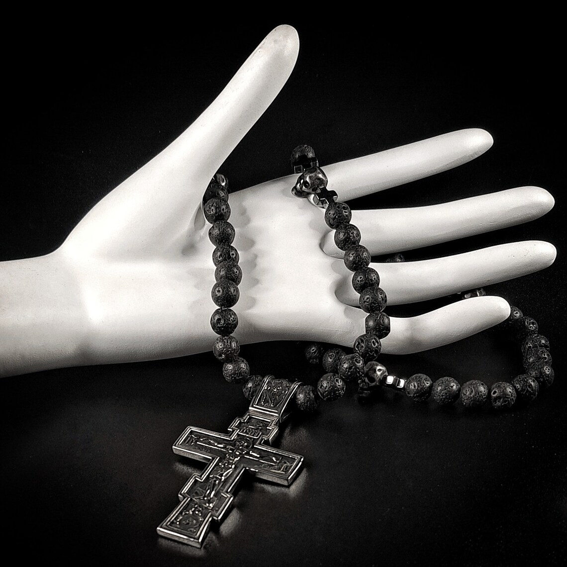 Gift Orthodox Prayer Rope, With 50 Lava Stone Beads Knots, Black ...