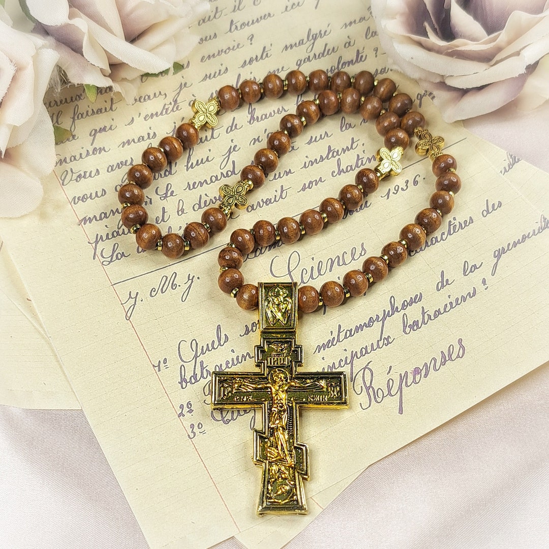 Gift Orthodox Prayer Rope With 50 Wooden Beads Knots Mount Athos Holy ...