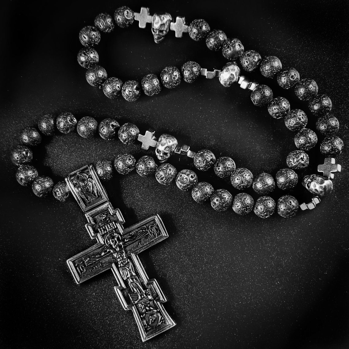 Gift Orthodox Prayer Rope, With 50 Lava Stone Beads Knots, Black ...