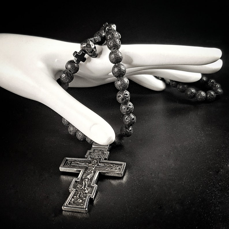 Gift Orthodox Prayer Rope, With 50 Lava Stone Beads Knots, Black ...