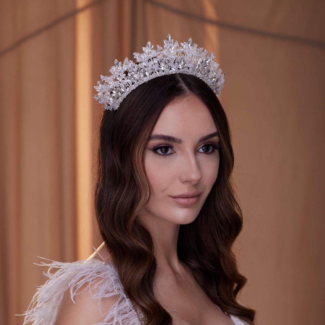Sparkling Crystal Bead Rhinestone Tiara- Elegant Wedding Hair Accessory ...