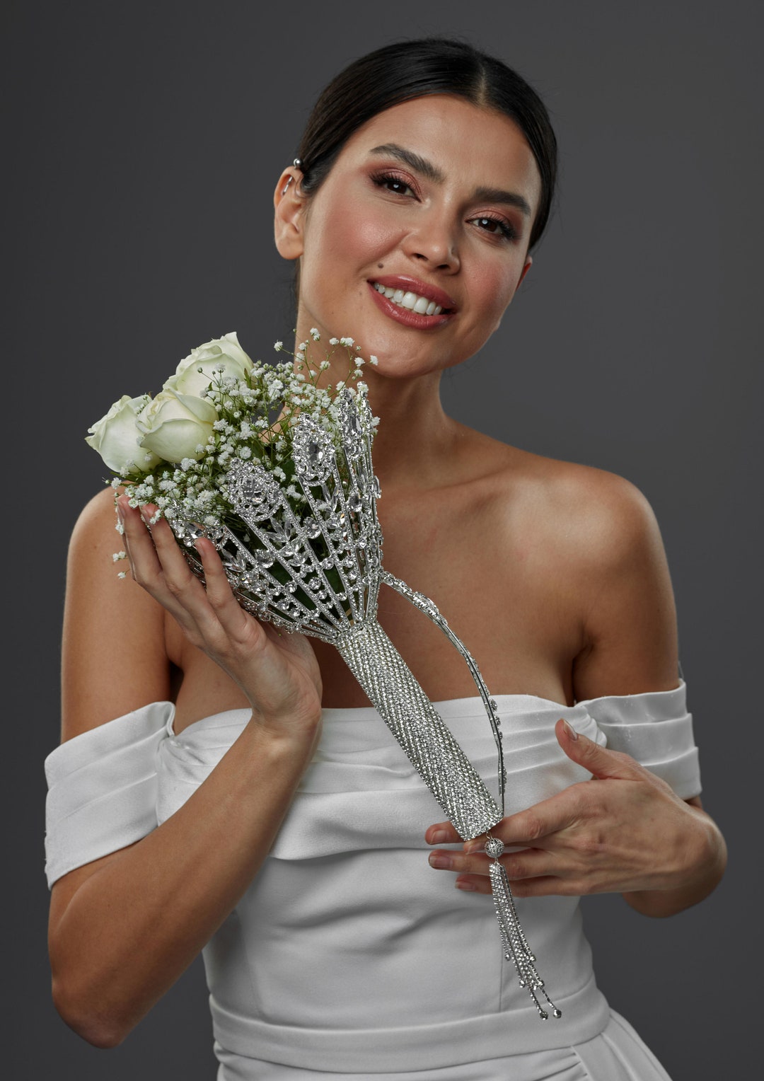 Wedding Bouquet Holder, Proposal Flowers, Silver Color, Luxury Bridal ...