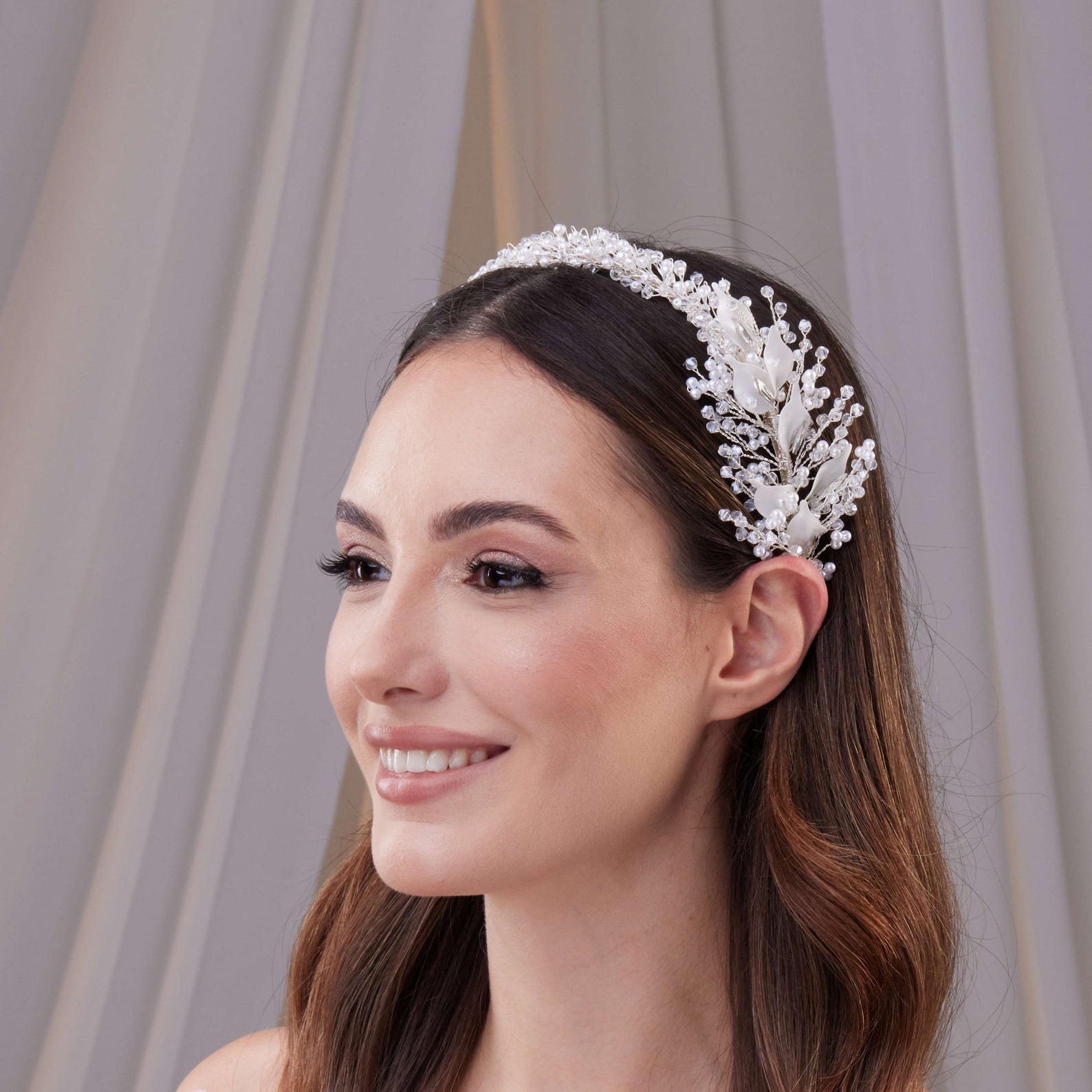 Crystal Beaded Bridal Hair Band – Silver-plated Wire Wedding Hair ...