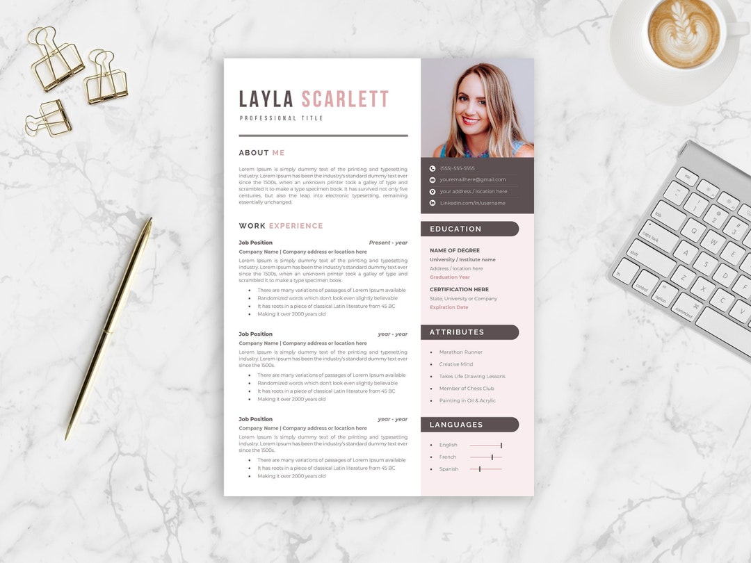 Resume Template With Photo, Professional Resume Template for Word ...