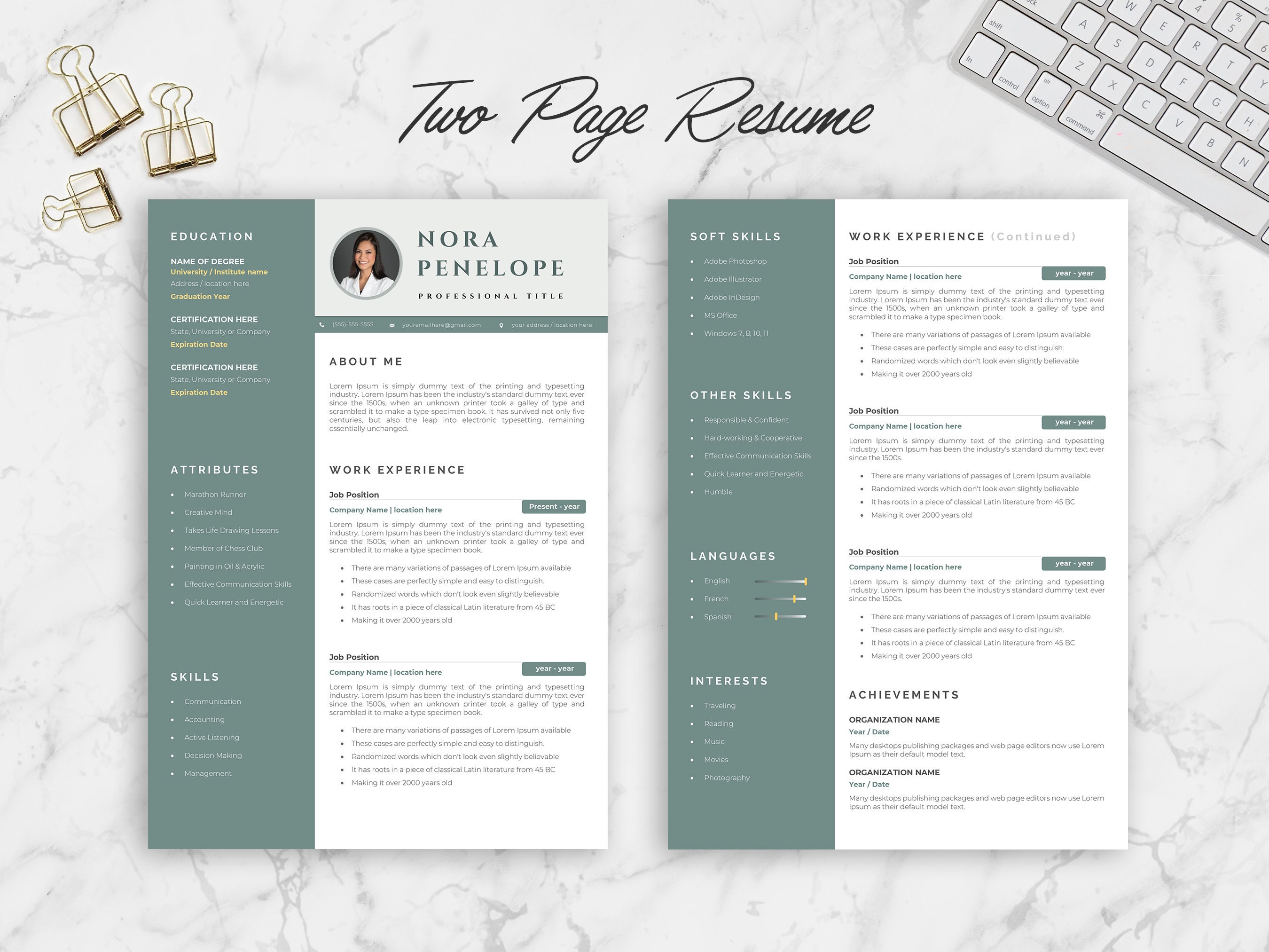 CV TEMPLATE Word-curriculum Vitae/resume and Cover Letter Template Word ...