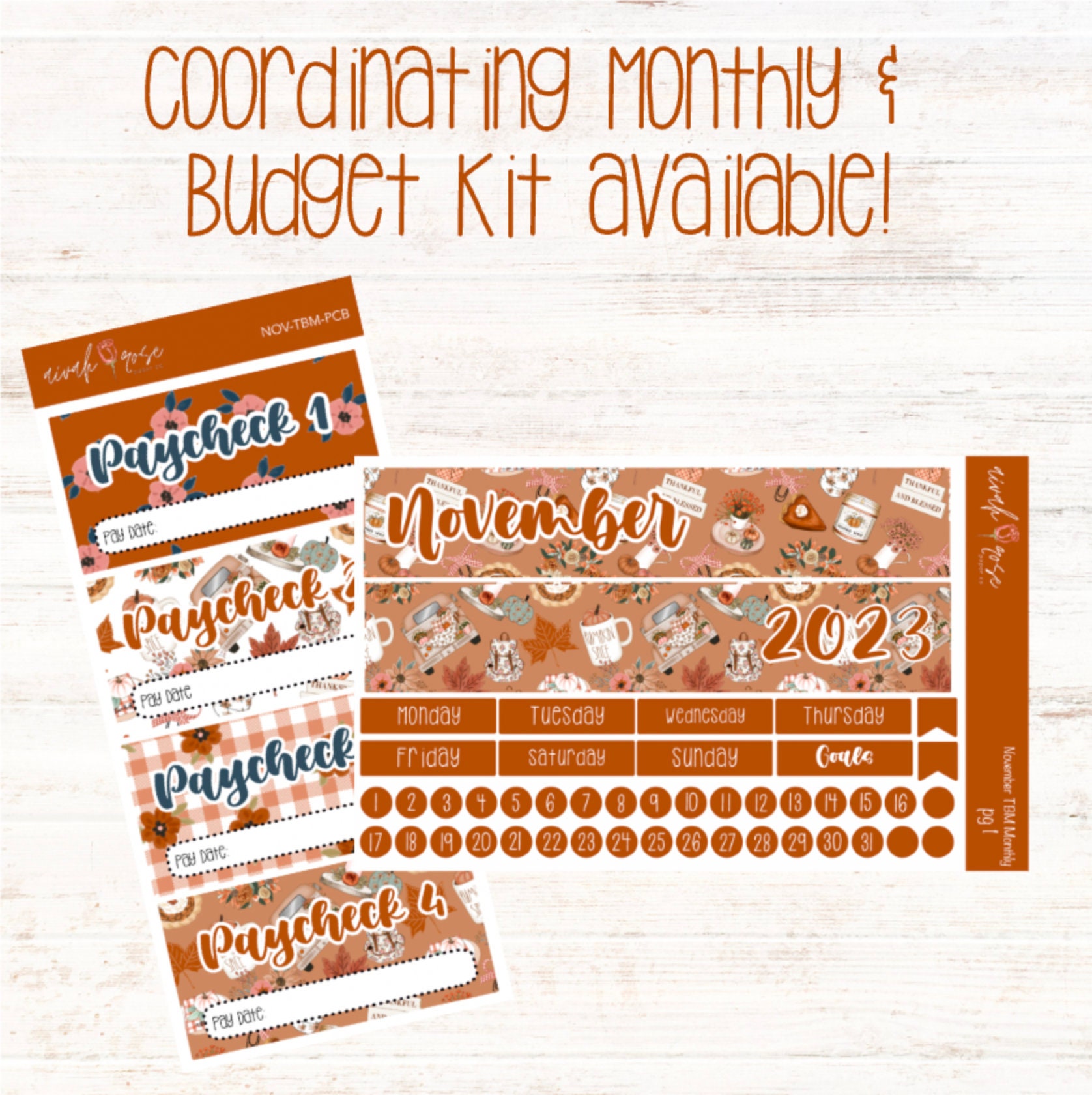 The Budget Mom Meal Plan Sticker Sheet November Monthly Meal - Etsy