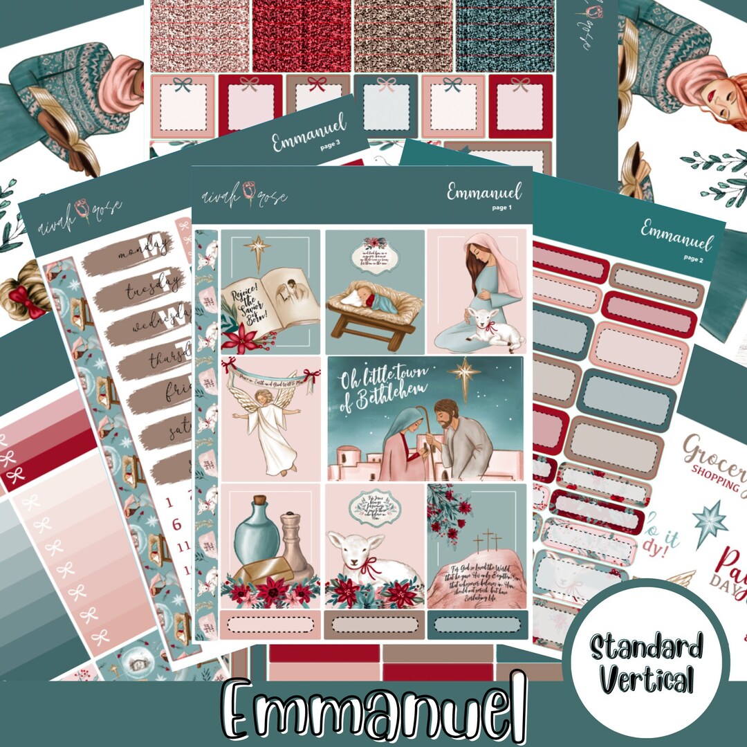 Emmanuel Christmas Standard Vertical Weekly Sticker Kit, 7x9 Nativity ...