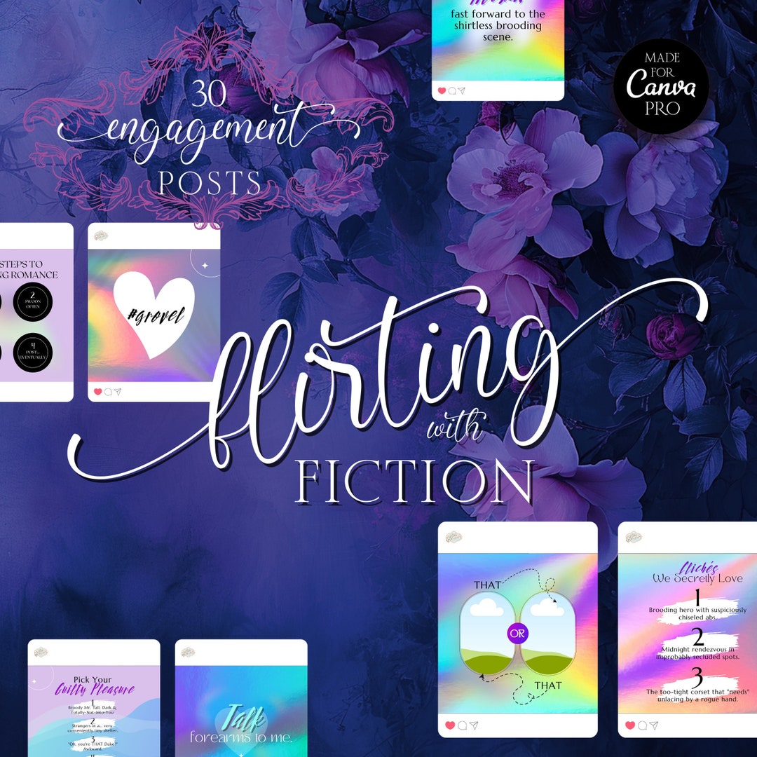 Flirting With Fiction: 30 Captivating Canva Templates for Romance ...