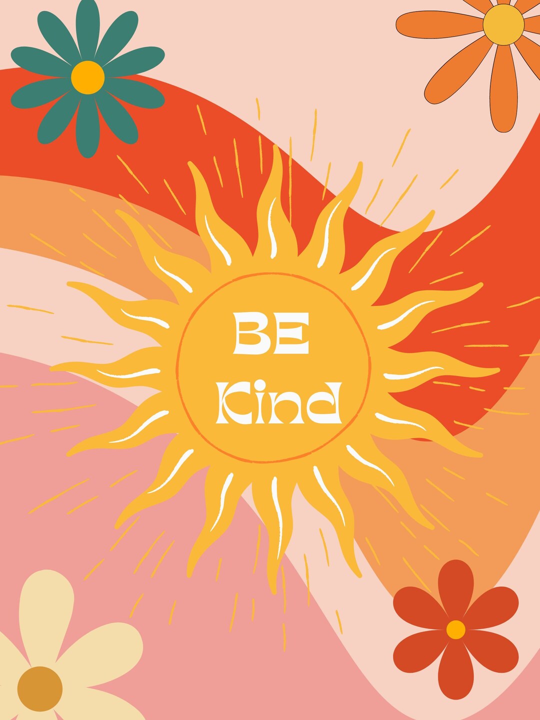 Retro Digital Print Be Kind Poster for Classroom Decor - Etsy