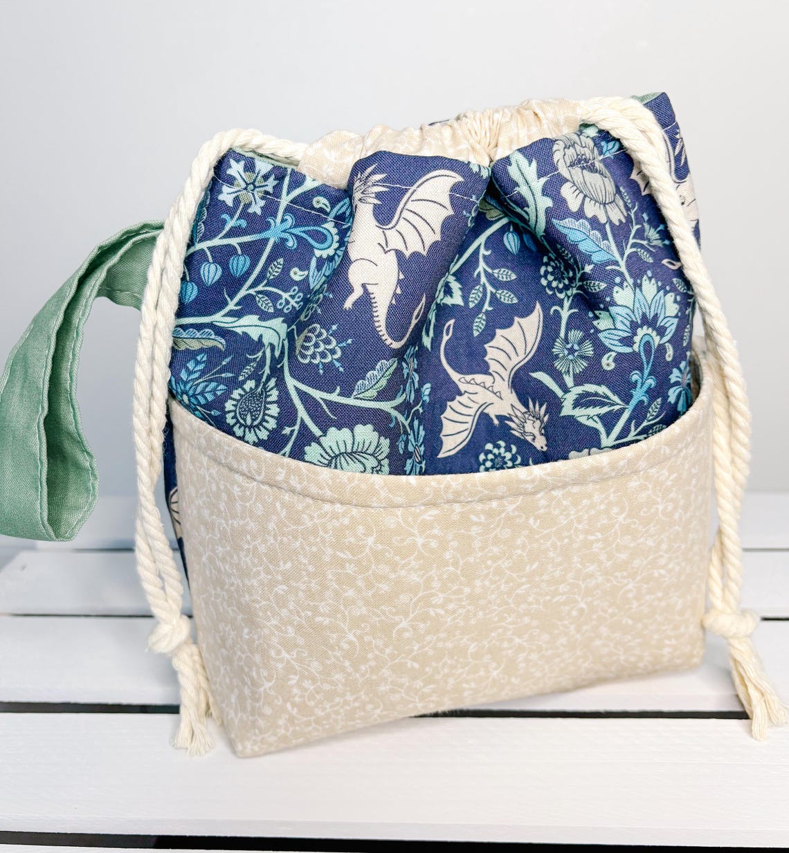 A Single Strand stitch Quest Quarter 1 Drawstring Project Bag With ...