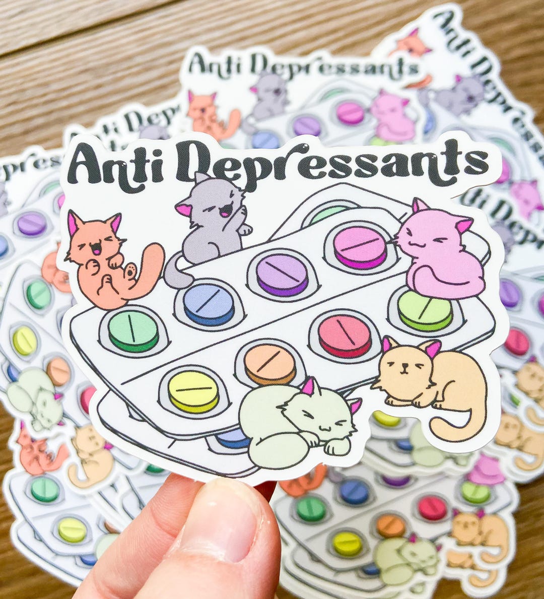 Cat Antidepressant Sticker - Etsy