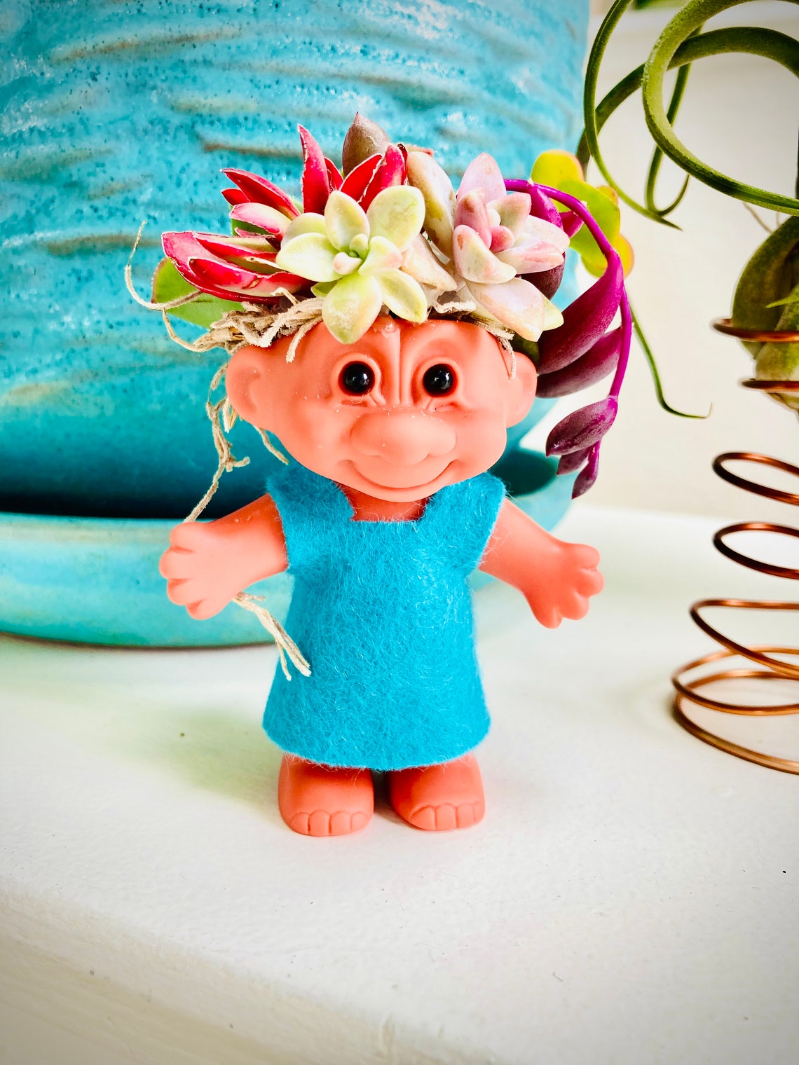 Troll Doll Planter With Live Succulent Arrangement or Air Plant - Etsy