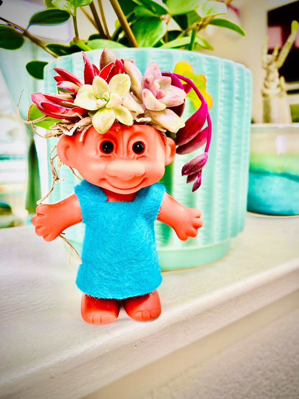 Troll Doll Planter With Live Succulent Arrangement or Air Plant - Etsy