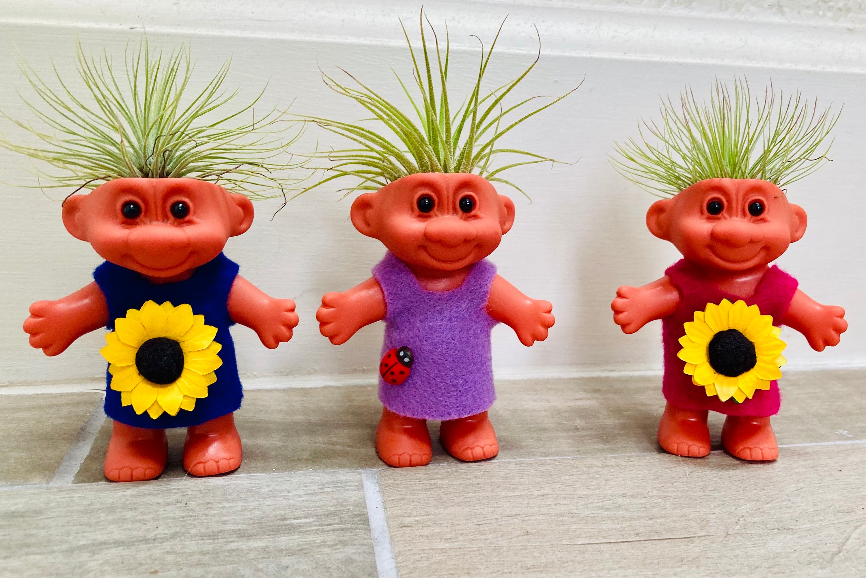 Troll Doll Planter With Live Succulent Arrangement or Air Plant - Etsy