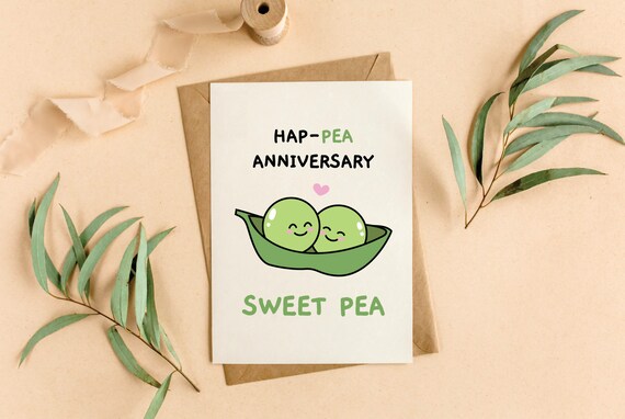 Pea Happy Anniversary Card Gifts for Him Gifts for Her - Etsy