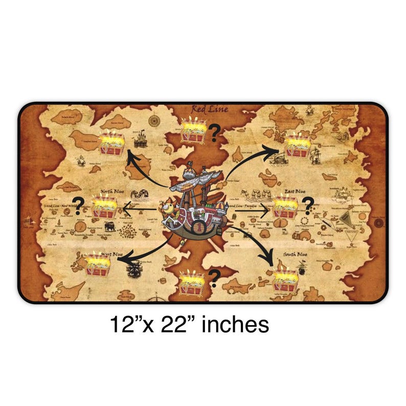 One Piece Desk Mat: Grand Line Map & Thousand Sunny Ship - Etsy