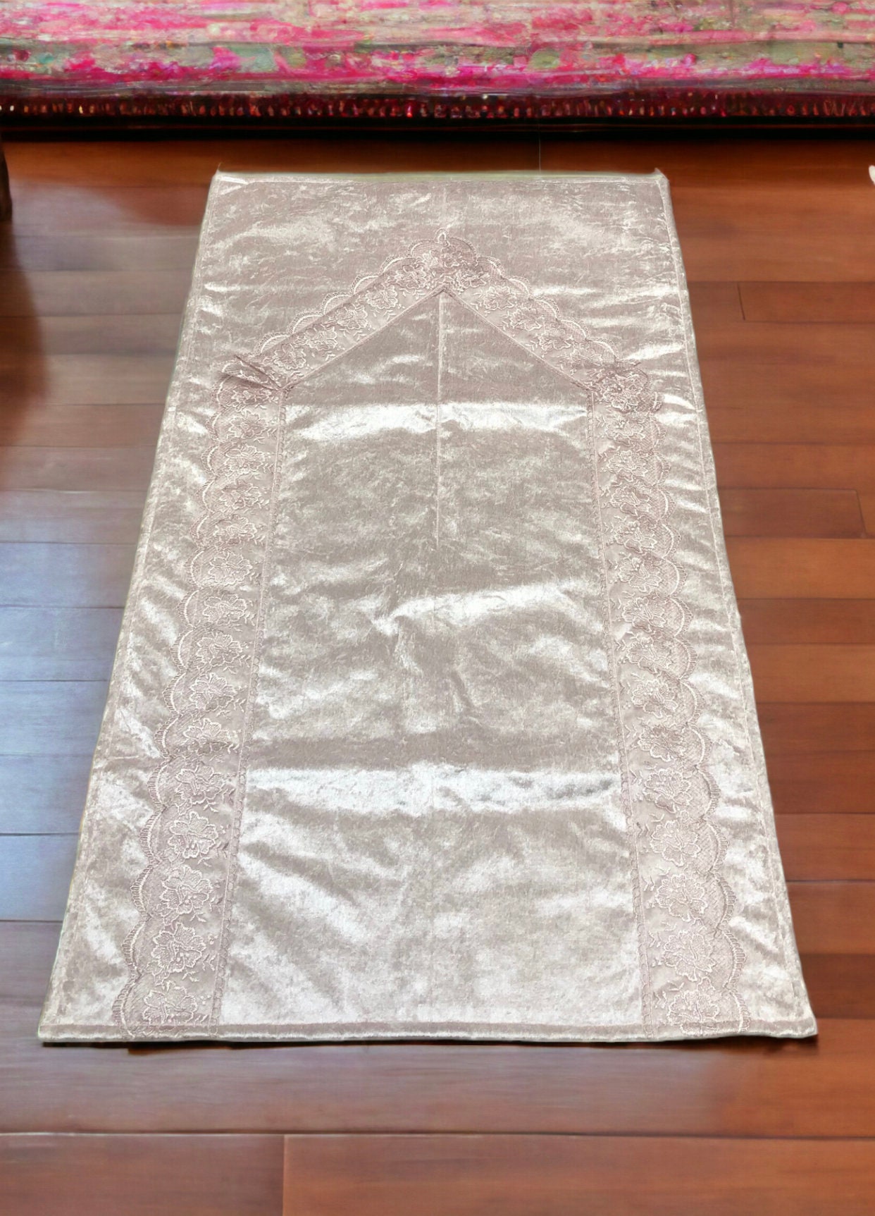 Lux Prayer Mat, Velvet Lace Details Sejadah, İslamic Wedding Gift ...