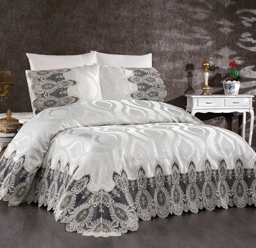 France Lace Pique Set, Cotton 6 Pcs Bedspread Set, Cotton Jacquard Bed ...