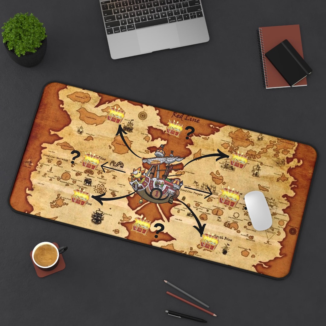 One Piece Desk Mat: Grand Line Map & Thousand Sunny Ship - Etsy