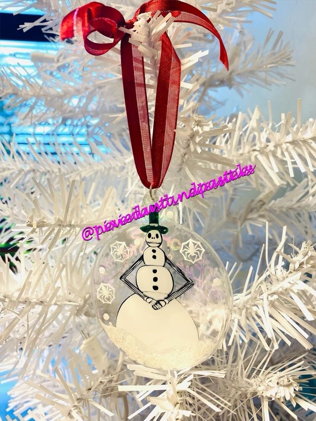 Hand Painted Snowman Jack Skellington Ornament Haunted Holiday ...