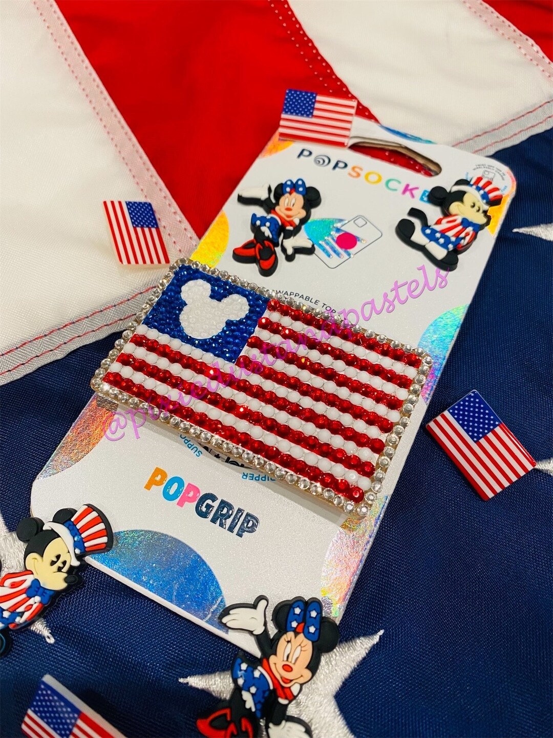 All American Mouse! Premium American Flag Mouse Bling Phone Grip - Red ...