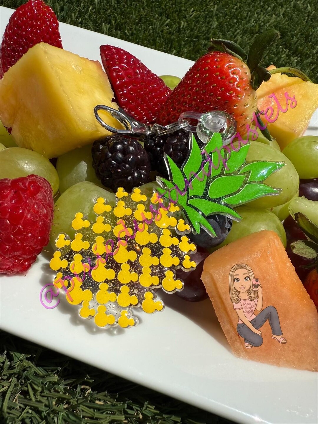 Summertime Fruit Salad Collection! Glitter Pineapple Mickey Keychain or ...