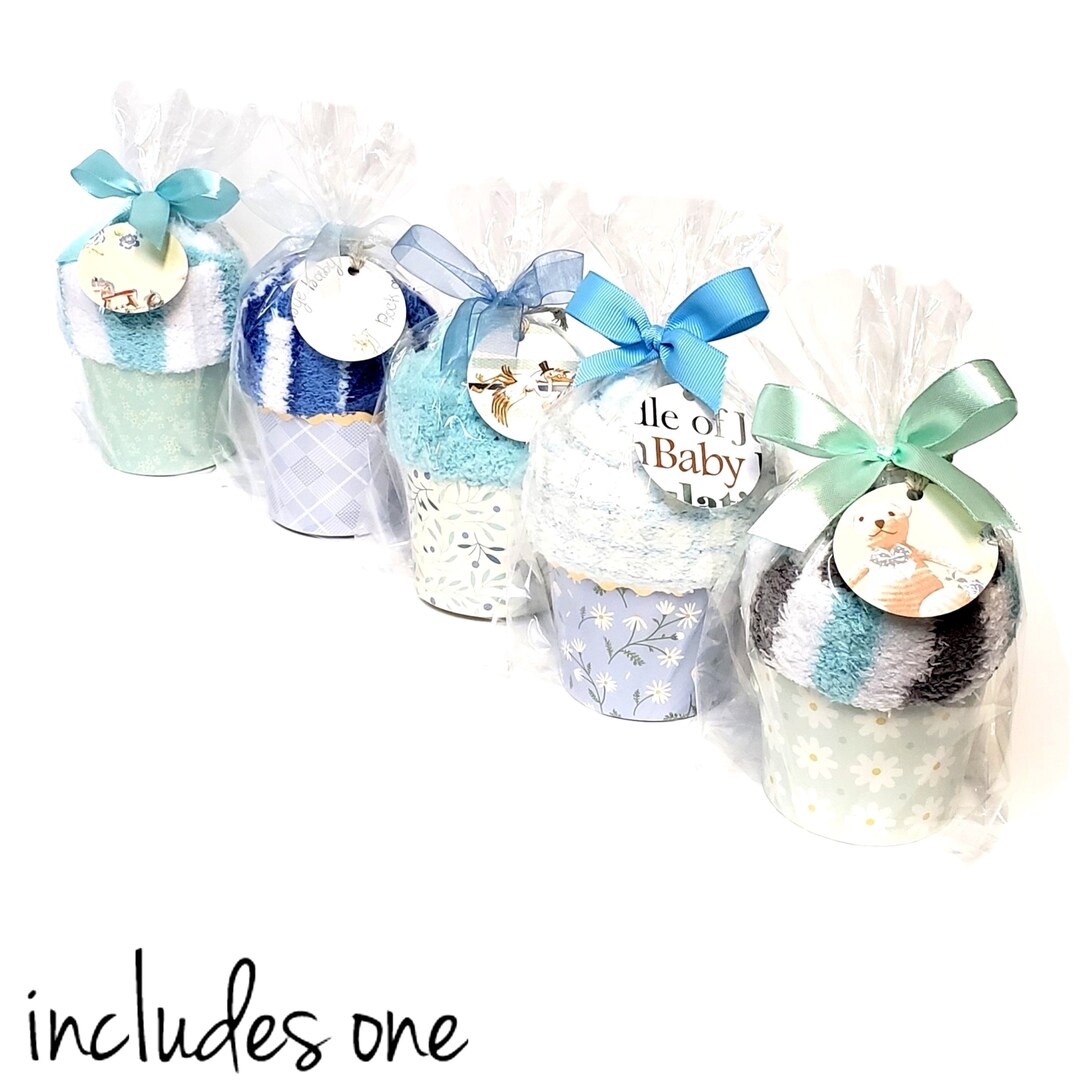 Blue Baby Shower Party Favors Fuzzy Cupcake Socks for Adults ...