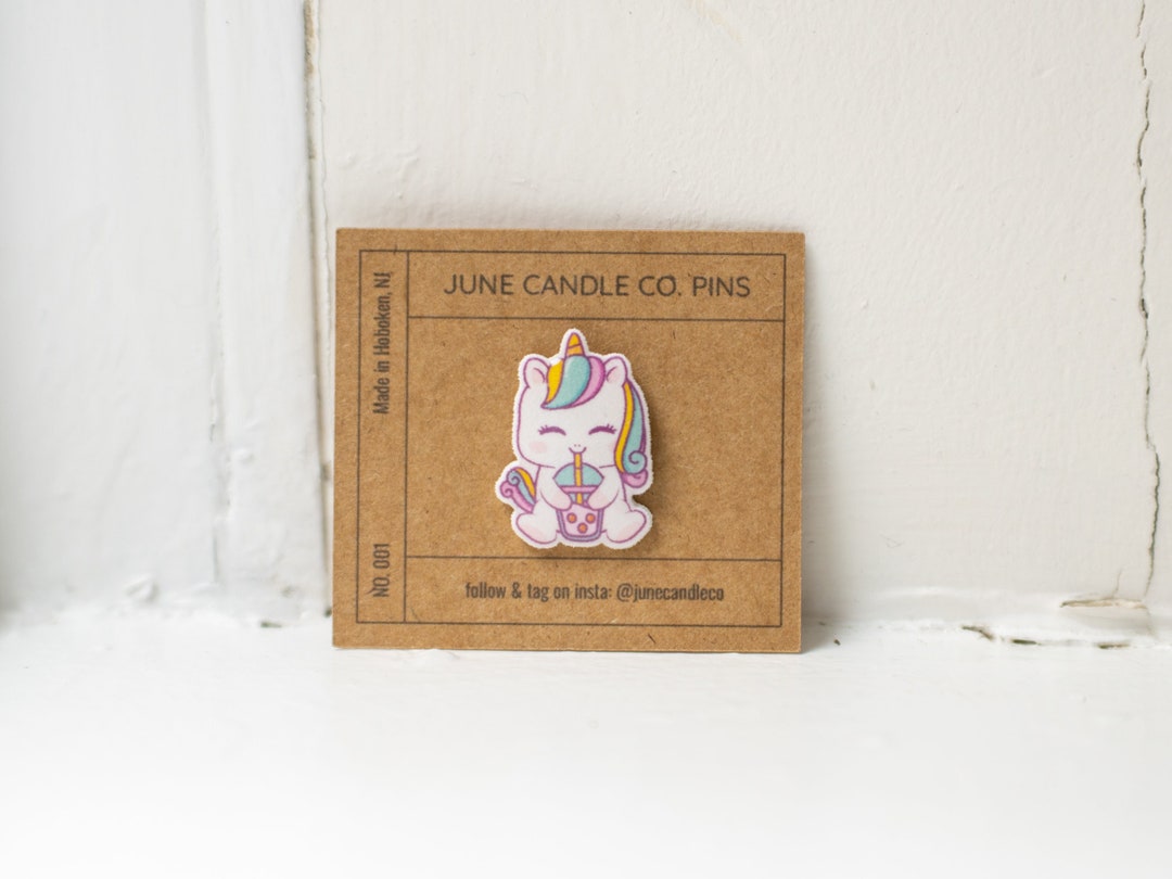 Adorable Unicorn Drinking Bubble Tea Plastic Pin, Kawaii Animal, Cute ...