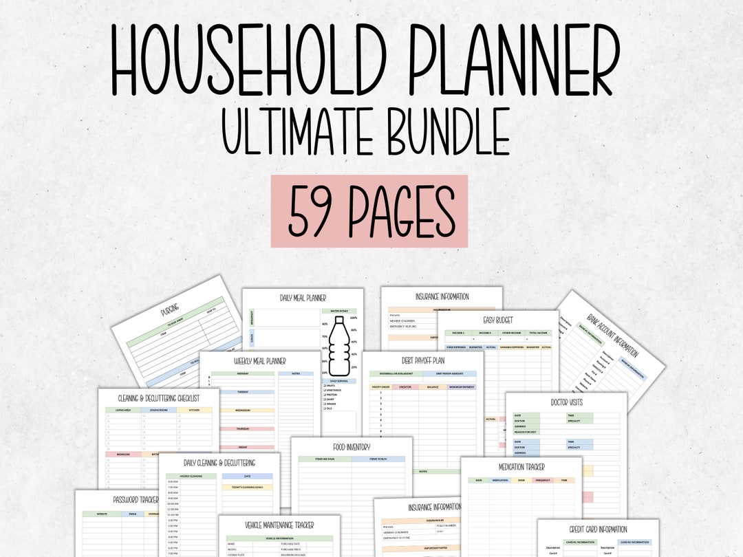 Household Planner Printables Bundle Home Management Planner Printable ...