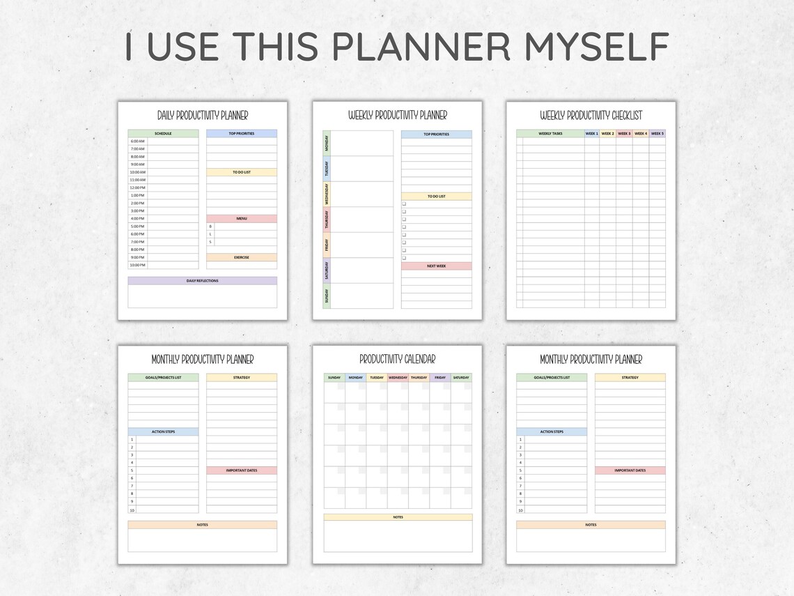 Productivity Planner Printable Bundle Productivity Template - Etsy