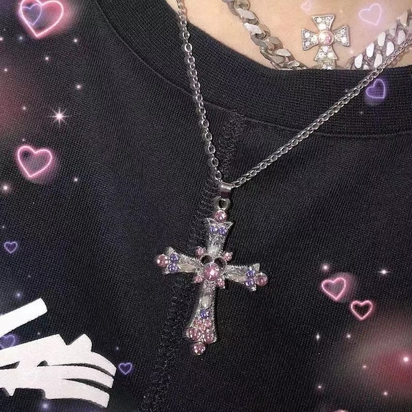Y2k Gothic Cross Necklace - Etsy