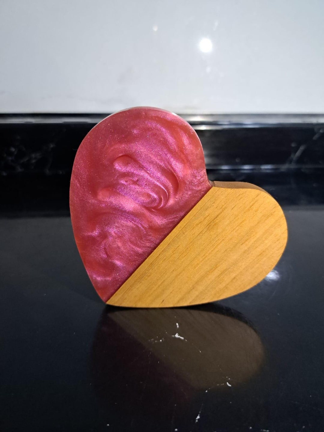 Red Wood Coasters, Red Epoxy Coasters, Red Coasters, Hearth Shaped ...