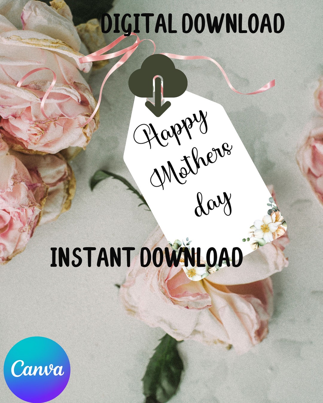 Mothers Day Gift Tag INSTANT DOWNLOAD Customizable Coral Theme - Etsy