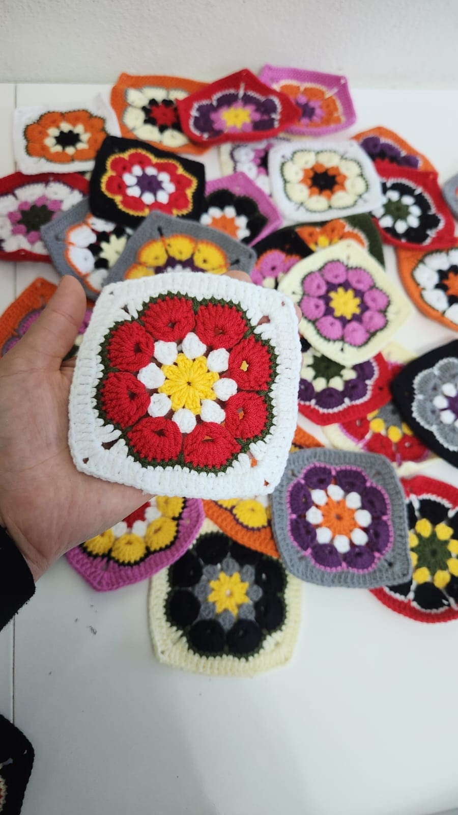 African Violet Multicolored Granny Square Set, Crocheted Afgan Granny ...