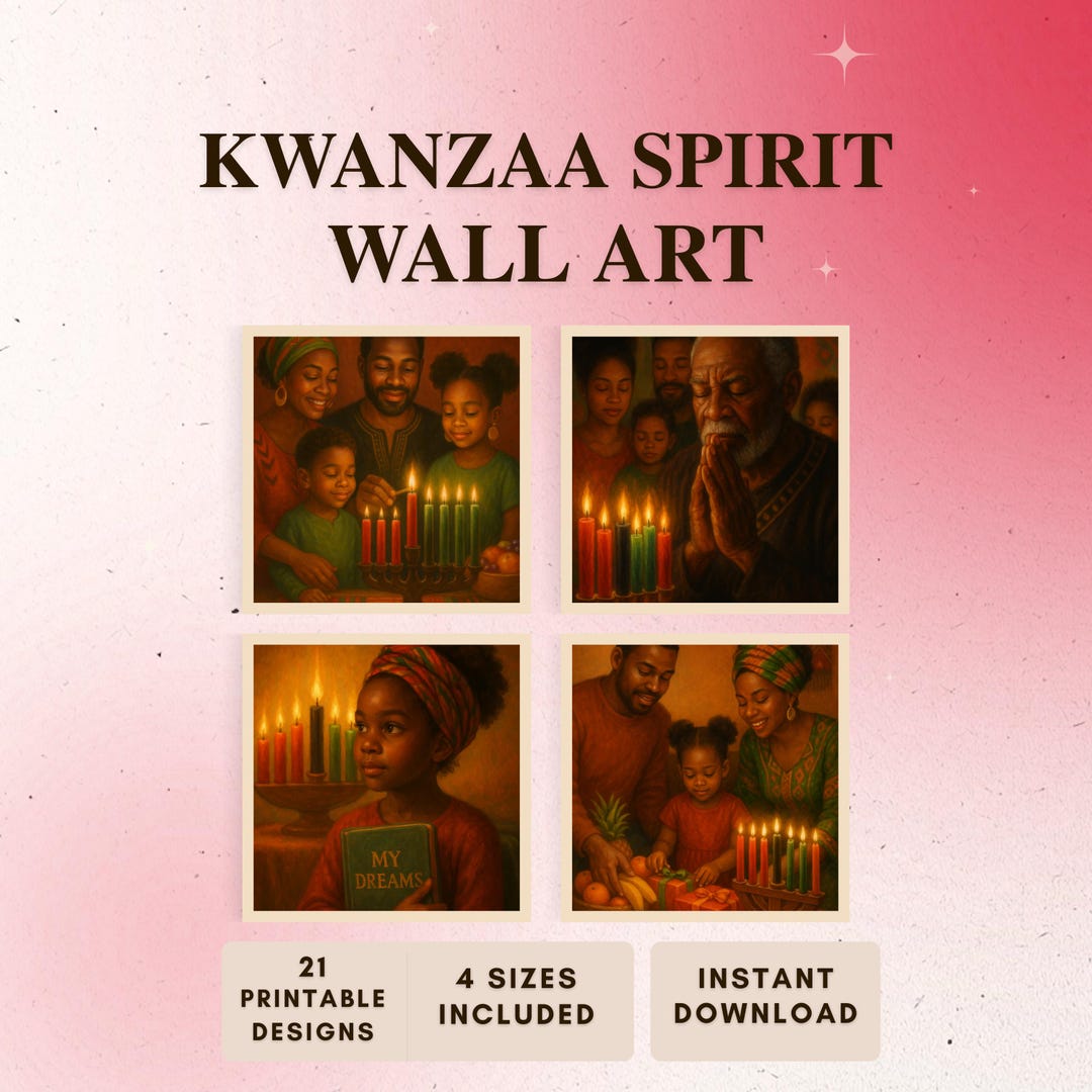 Kwanzaa Spirit Wall Art Bundle | 21 African American Holiday Art ...