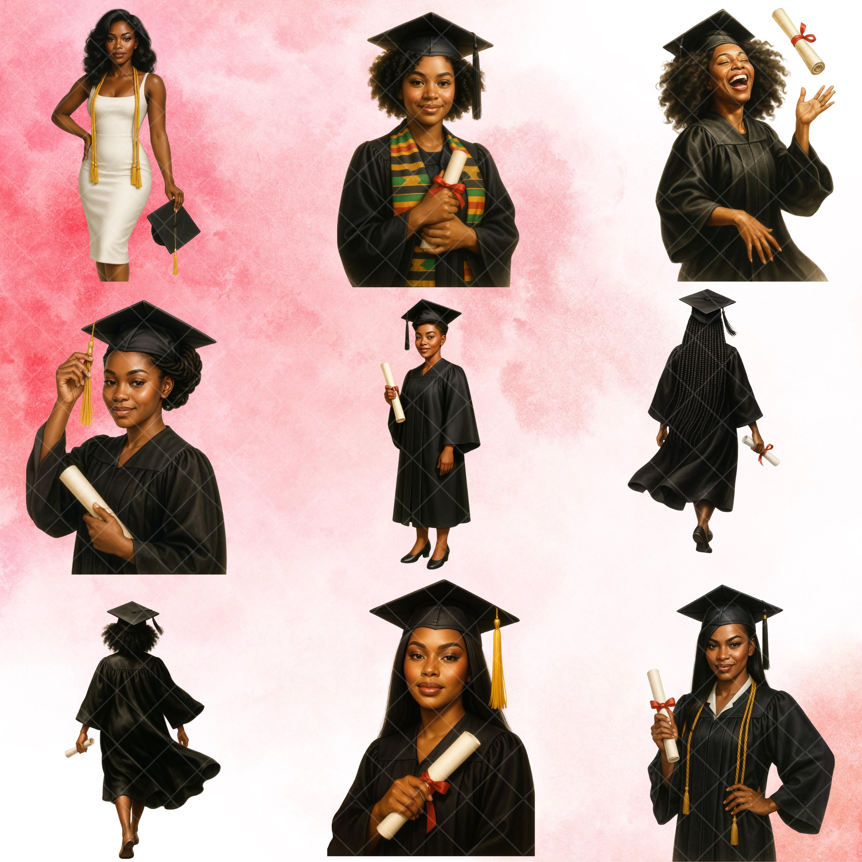 Graduation Clipart Bundle – Black Excellence Edition | 38 PNG Images ...
