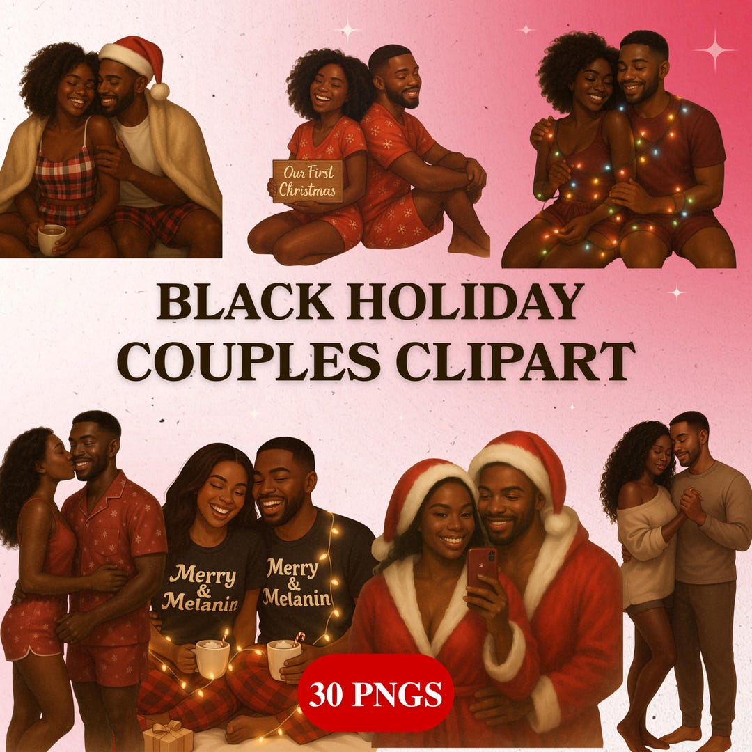Holiday Couples Edition Clipart | Black Couple Christmas Pngs ...