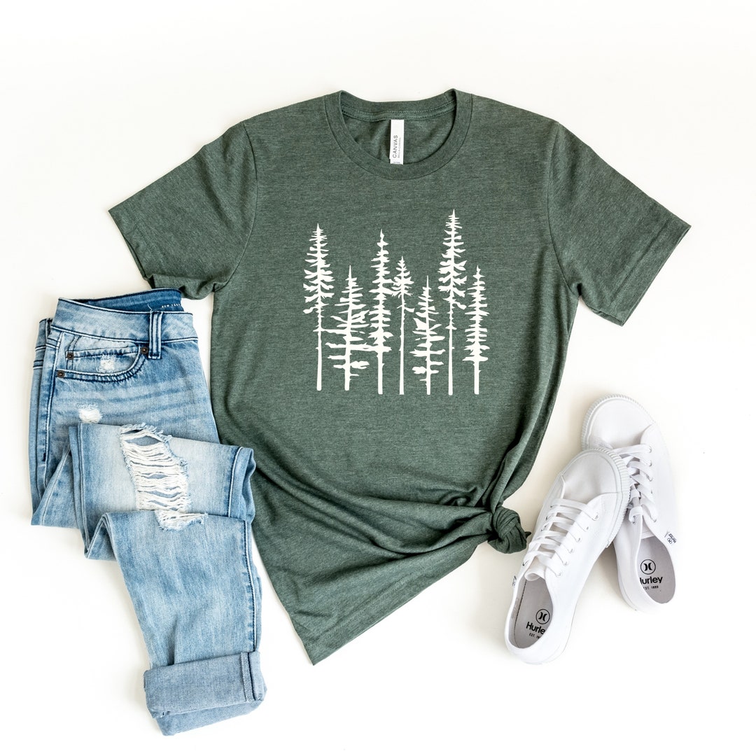 Pine Trees Shirt, Forest Tee,pine Tree T Shirt, Camping Shirt, Hiking ...