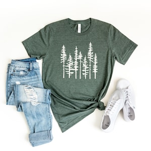 Pine Trees Shirt, Forest Tee,pine Tree T Shirt, Camping Shirt, Hiking ...