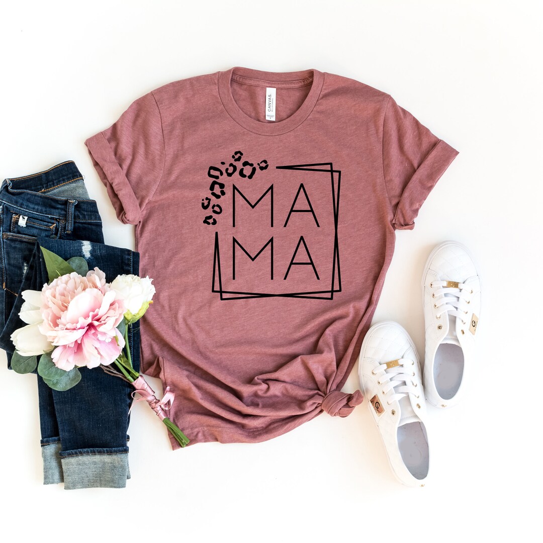 Leopard Mama Shirt, Mom Shirt, Cheetah Mama Shirt, Mama Square T-shirt ...