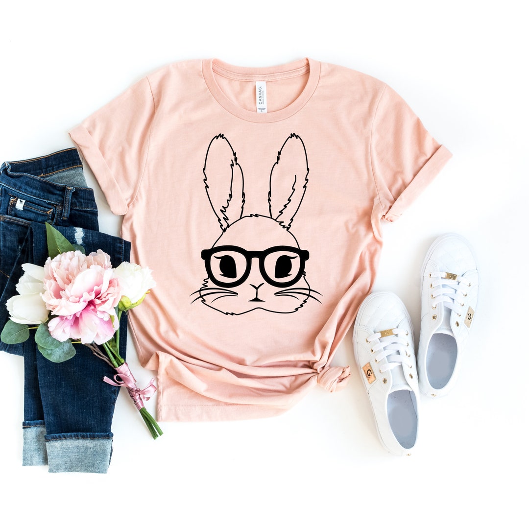 Bunny With Glasses Shirt, Easter Shirt, Easter Bunny Graphic Tee ...