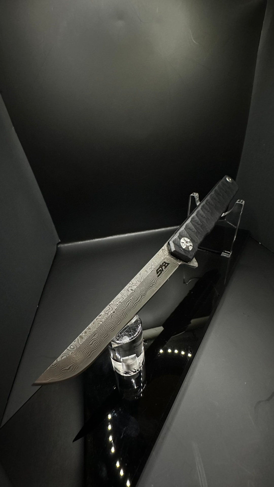 STB EDC Pocket Knife Premium EDC Folding Knife Damascus Steel Ball ...