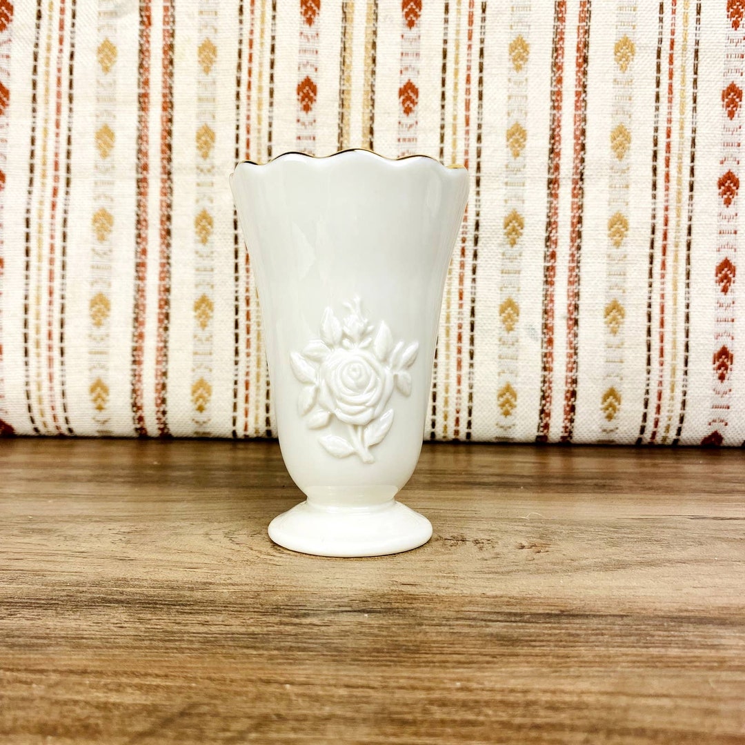 Vintage Lenox Vase, Rosebud Collection, Sculpted Rose, Gold Rim - Etsy