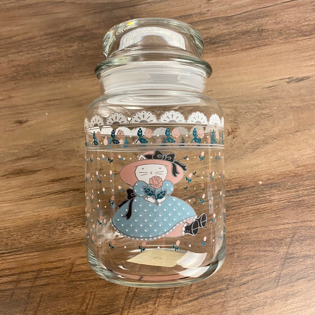 Vintage 1988 CHD Canister, Cottagecore Jar, Country Cat With Blue Polka ...