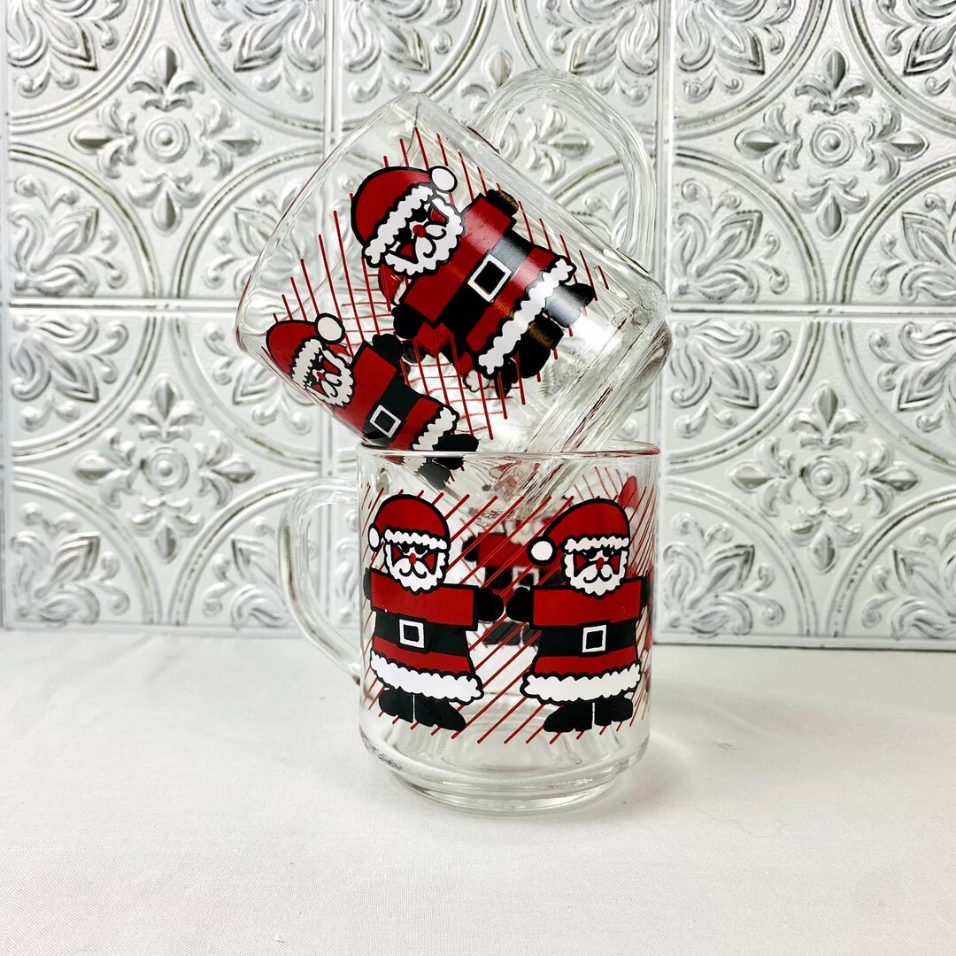 Vintage Christmas Mugs, Luminarc Santa Mug, Christmas Mug Set of 2 ...