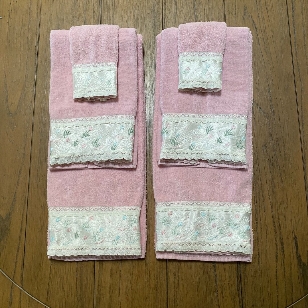 Pink Bath Set Towel Set, Guest Bath Decor, Cottagecore Coquette ...
