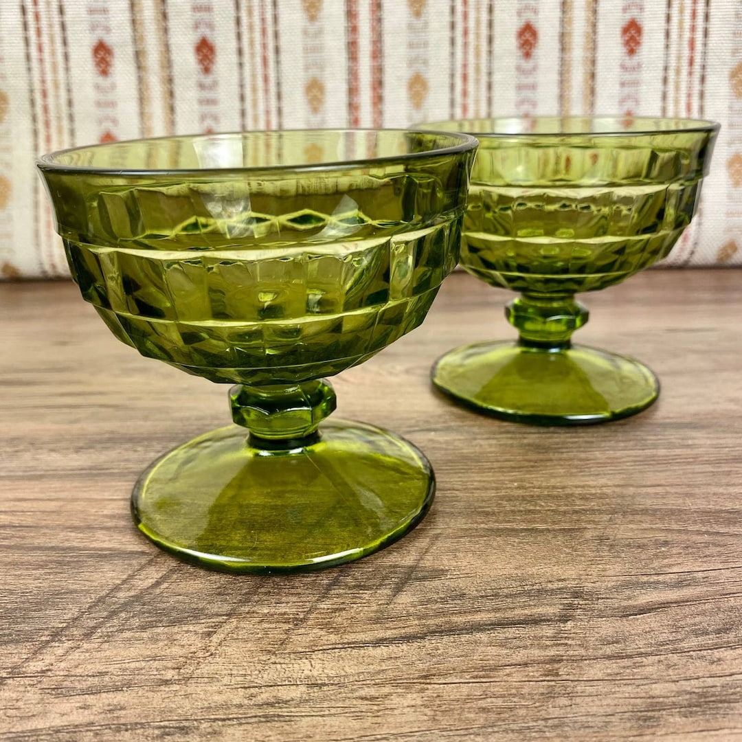 Vintage Green Glassware, Colony Glass, Whitehall Green, Short Champagne ...