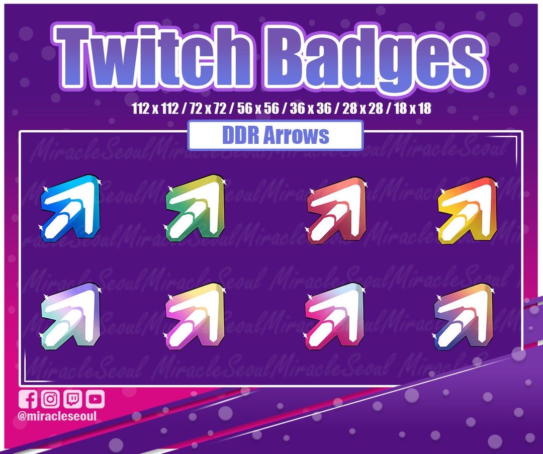 Dance Dance Revolution DDR Arrow Sub Badges/emotes/bits Twitch/youtube ...